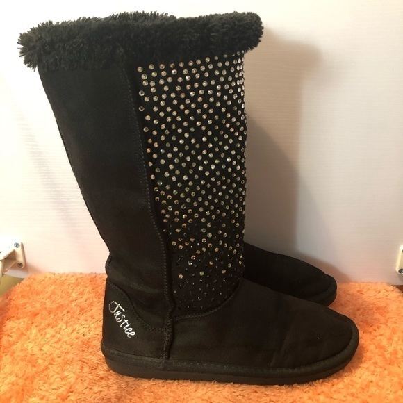 Justice | Shoes | Justice Girls Rhinestone Winter Boots Black Sz 5 ...